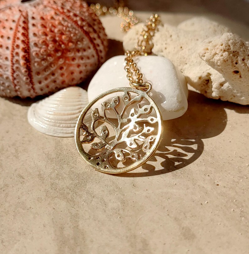 Gold Tree of Life Necklace: Diamond Accent, Sterling Silver Family ...