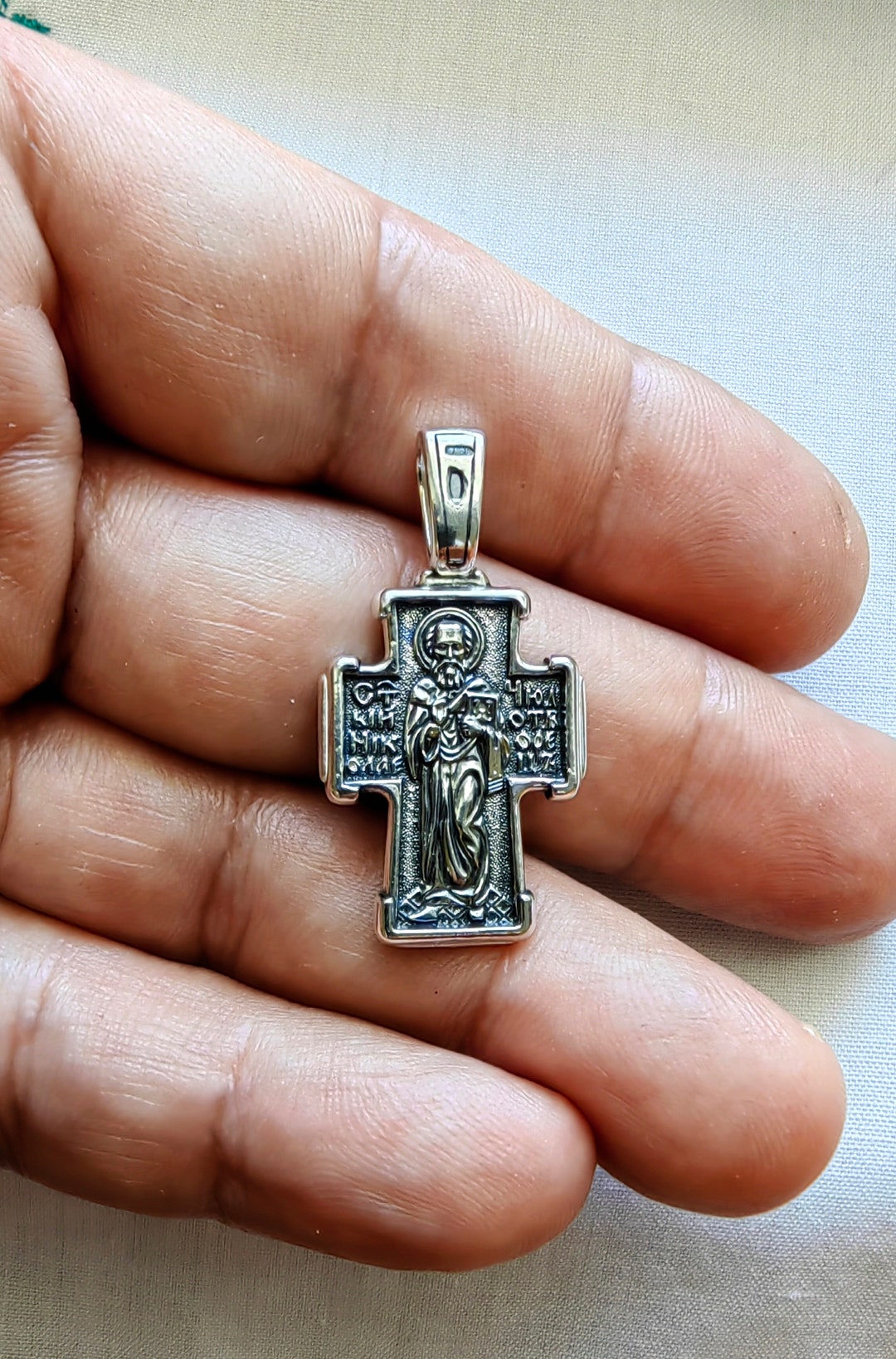 Silver Orthodox Cross, Gold Cross, Silver Cross, 925 Sterling Silver ...