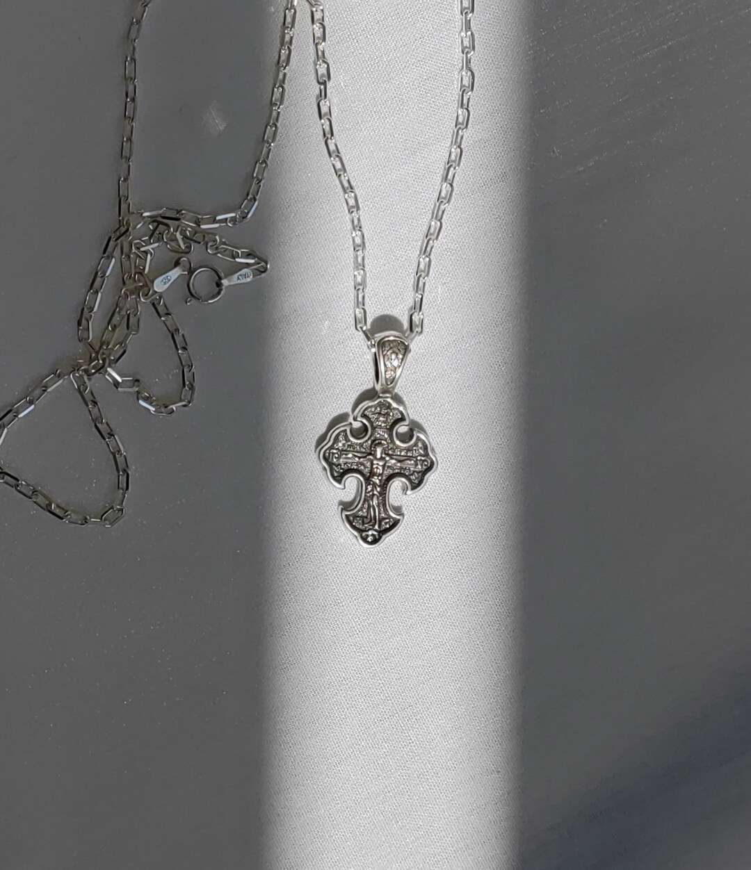 Orthodox Cross Necklace, Christian Eastern Orthodox Cross, 925 Sterling ...