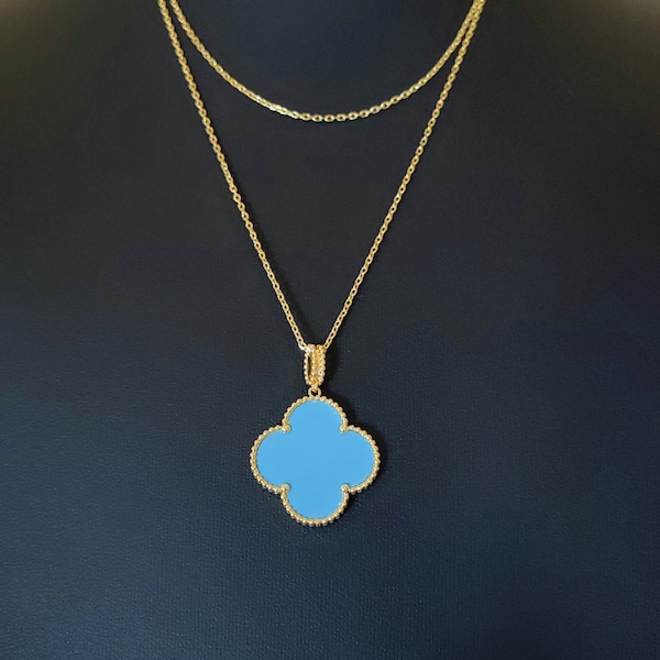 Van Cleef Blue Clover Necklace - Etsy