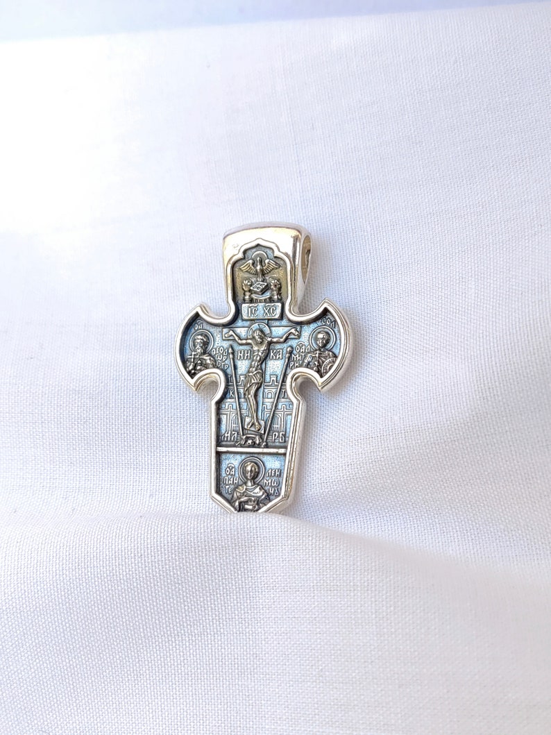 Christian Eastern Orthodox Cross Necklace, 925 Sterling Silver ...