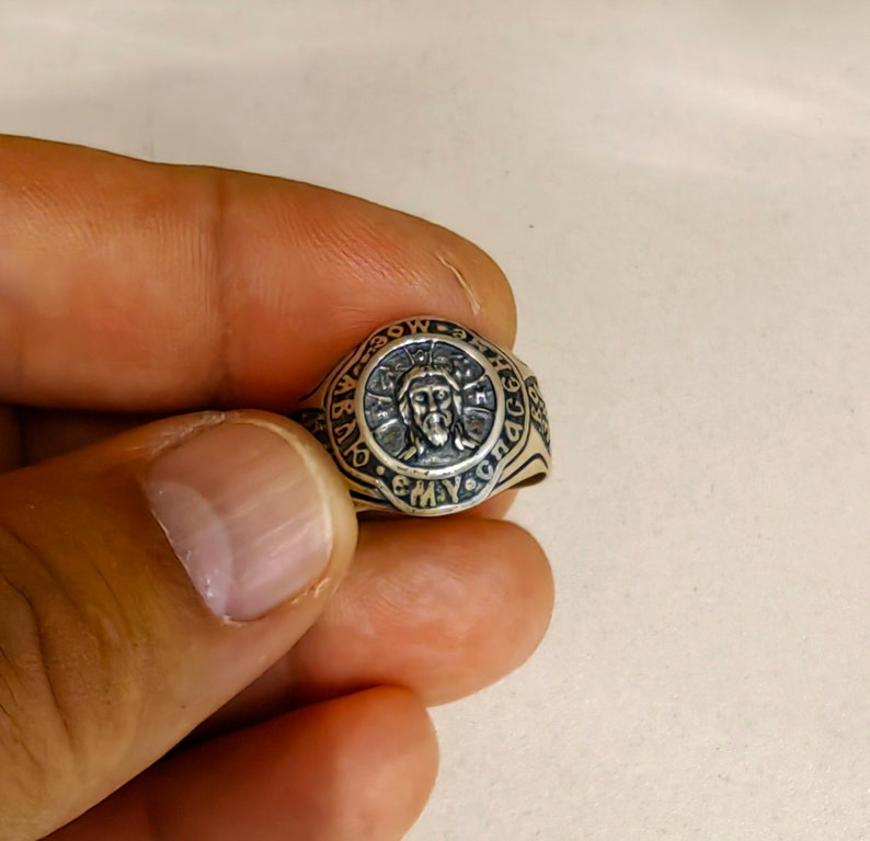 Silver Men's Ring, Christian Rings, Jesus Christ Ring, Men's Silver ...