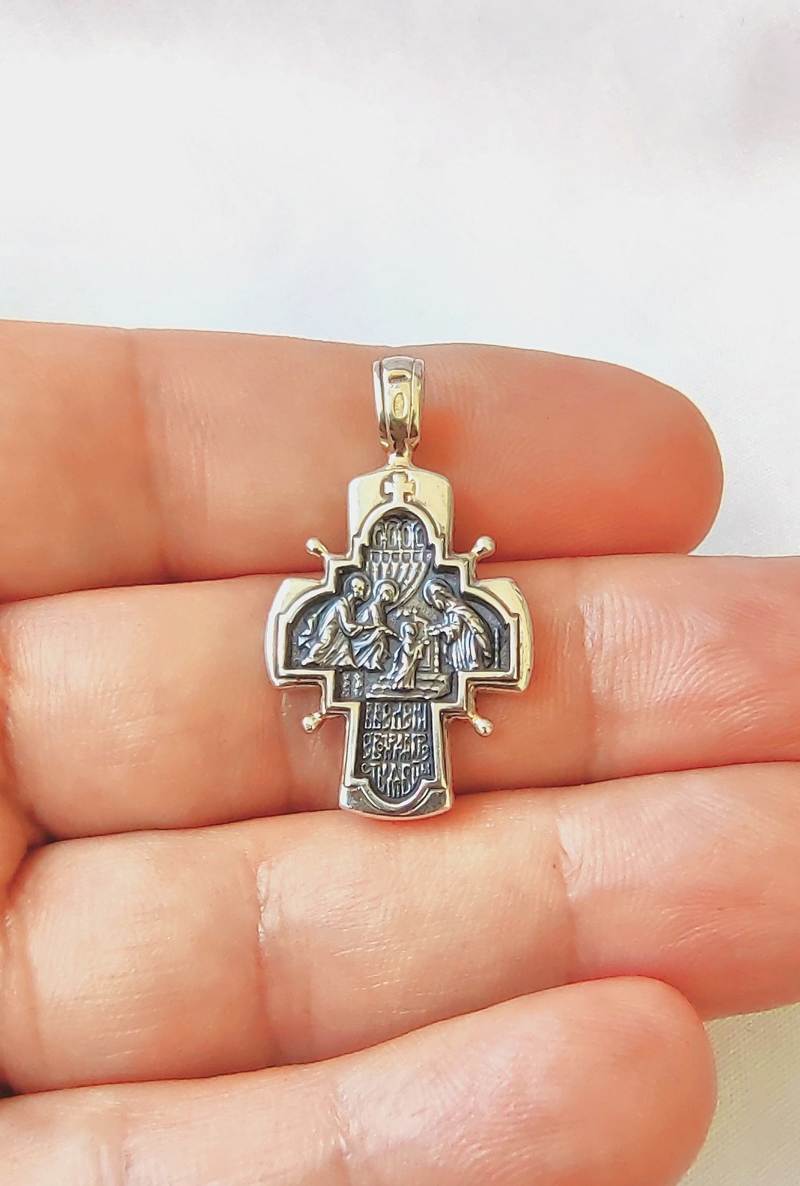 Silver Cross, Orthodox Cross, 925 Real Solid Silver, Cross Necklace ...