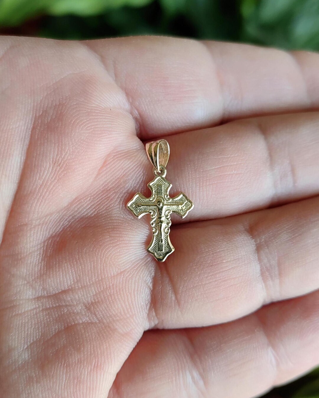 Small Gold Cross, 14K Real Solid Gold, Yellow Gold Cross Pendant, Gold ...