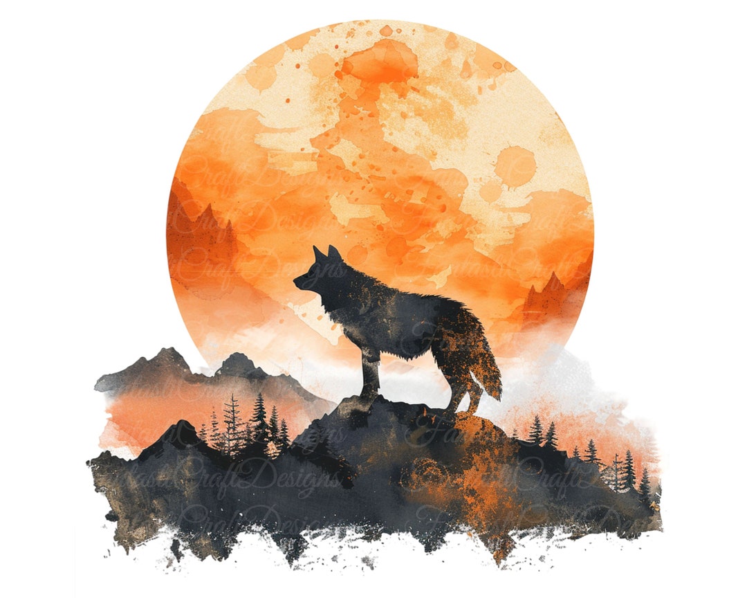 Wolf Orange 12 Pack #3 Fall Animal Watercolor Autumn Clipart Wolves PNG ...