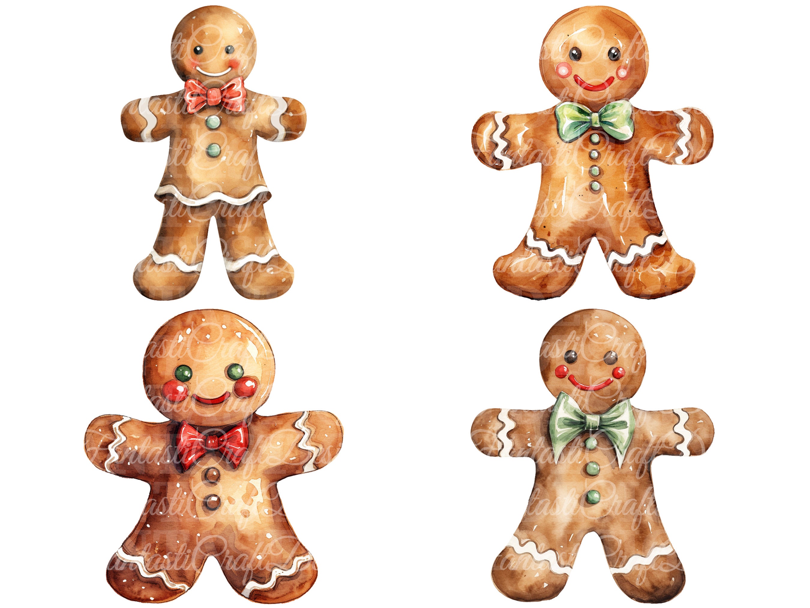 36 Gingerbread Man Cookie Clipart Pack Christmas PNG Digital Download ...