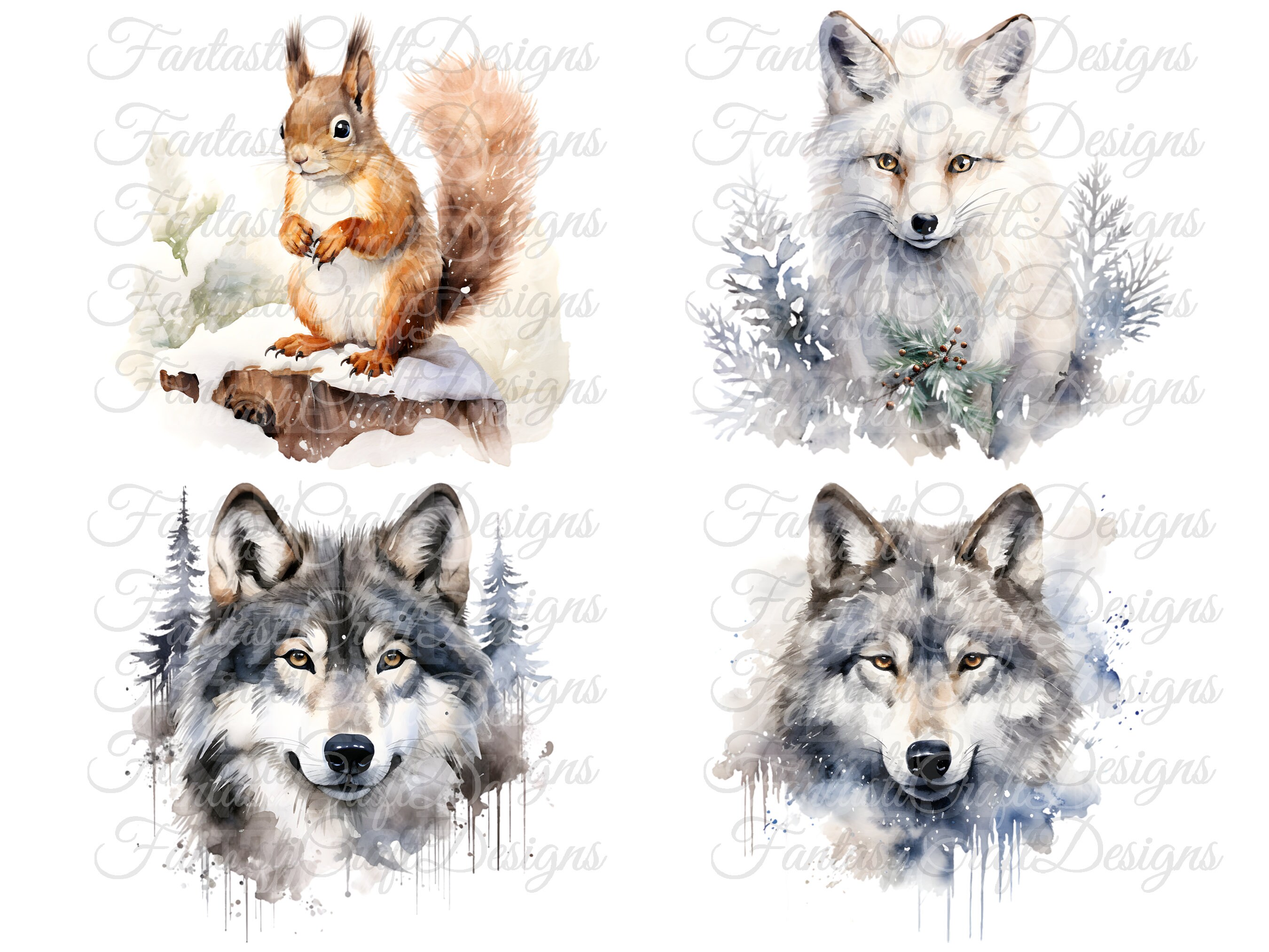 36 Winter Animals Clipart Pack Christmas Snow PNG Digital Download 300 ...