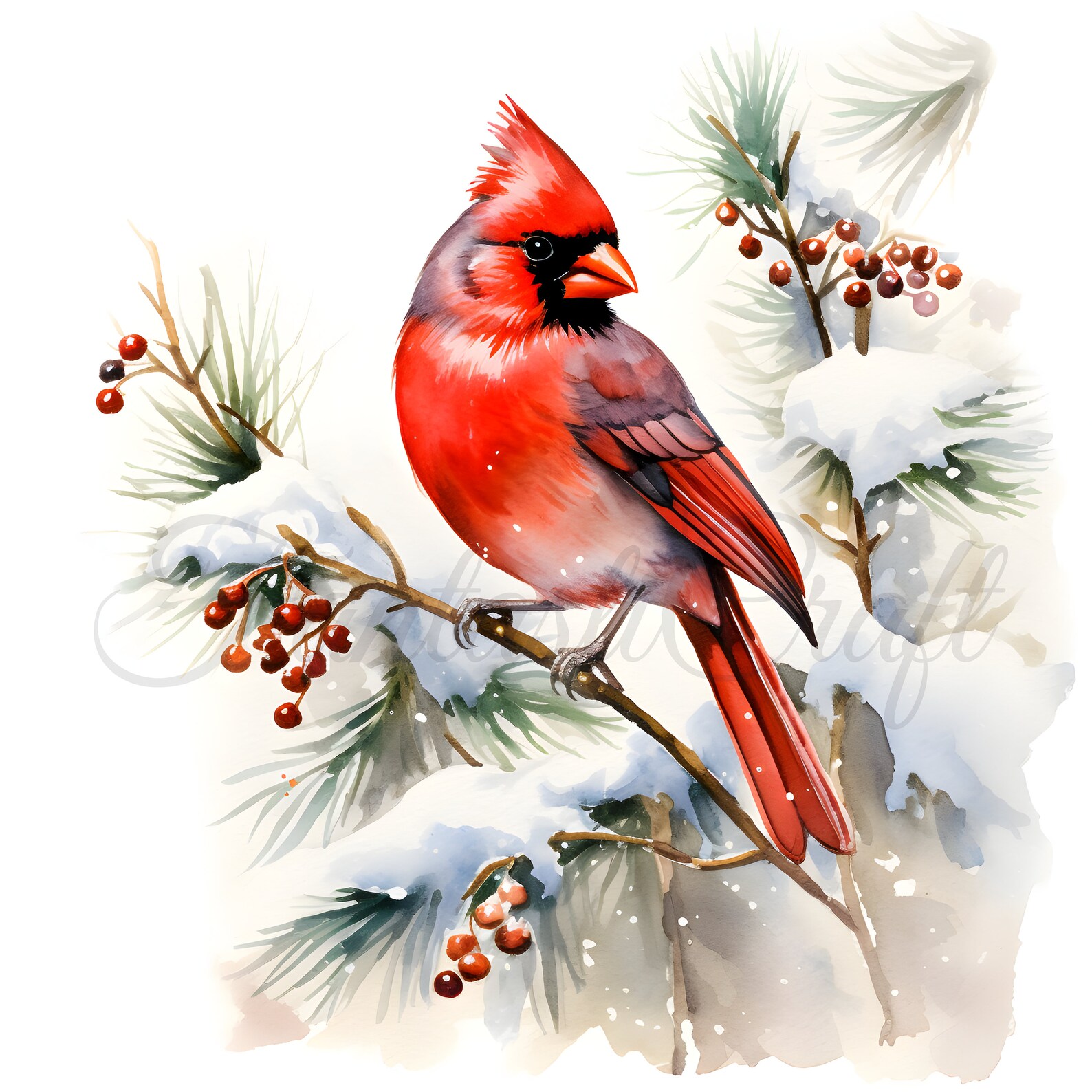 12 Cardinal Red Christmas Clipart Pack Christmas Bird JPG Digital ...