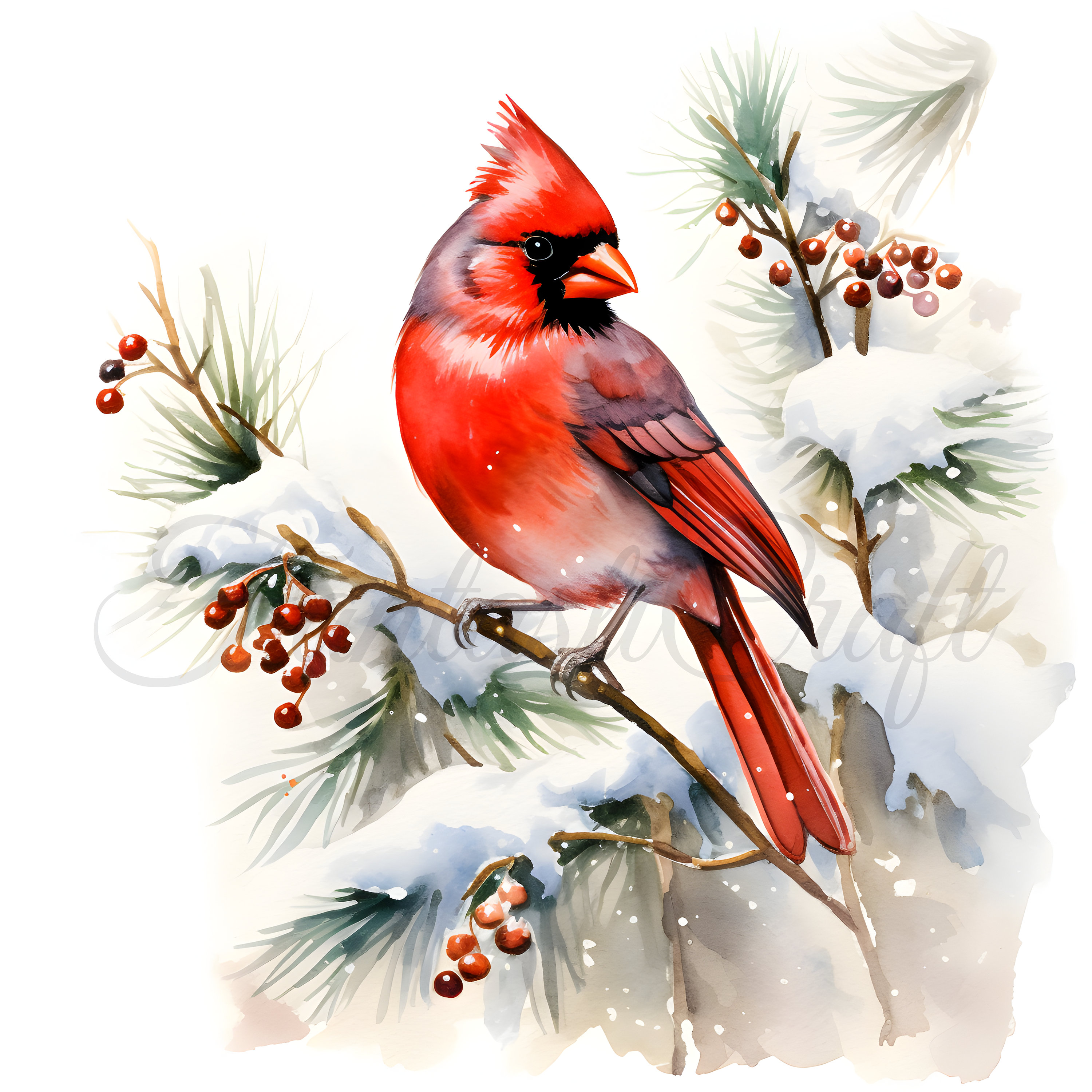 12 Cardinal Red Christmas Clipart Pack Christmas Bird JPG Digital ...