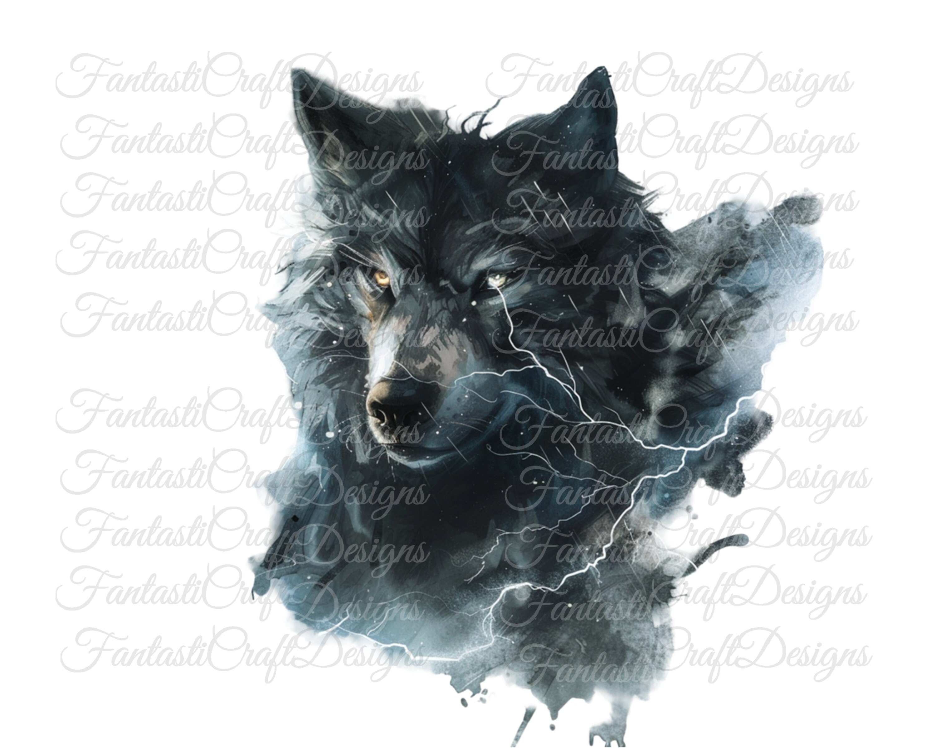 32 Wolf Thunder Lightning Animal Watercolor Clipart Lone Wolf Pack PNG ...