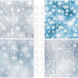 20 Winter Snowflake Digital Paper White Snow Pack Seamless Christmas ...