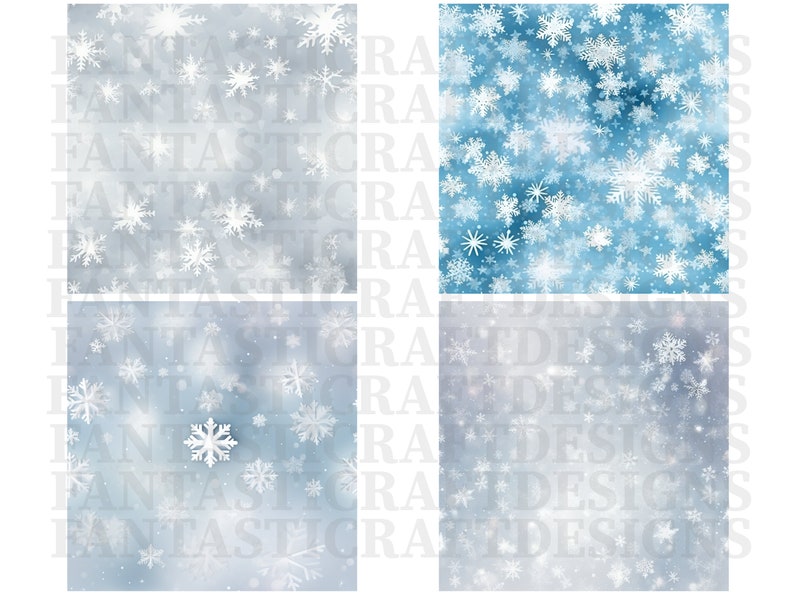 20 Winter Snowflake Digital Paper White Snow Pack Seamless Christmas ...