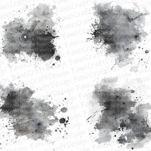 12 Gray Paint Splatter Splash Watercolor Clipart Gray Splash Pack PNG ...