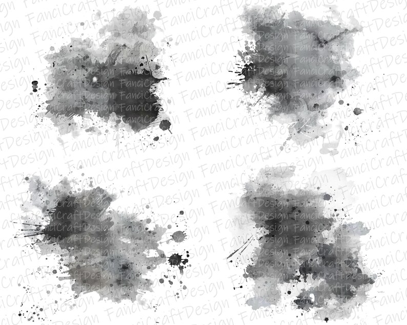 12 Gray Paint Splatter Splash Watercolor Clipart Gray Splash Pack PNG ...