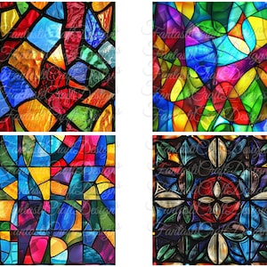 Stained Glass Digital Paper Pack of 20 Pattern Seamless Stained Glass ...