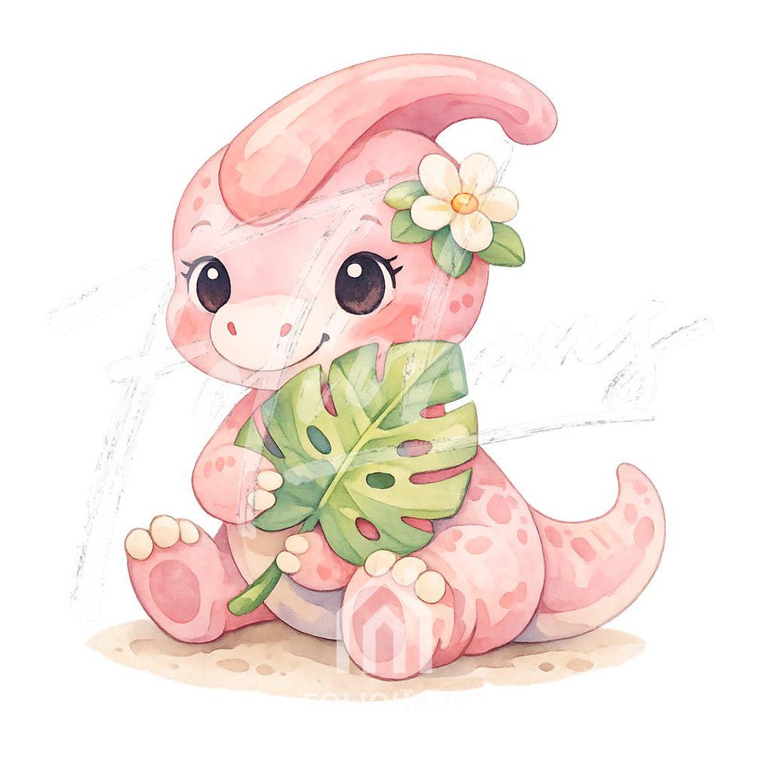Adorable Dinosaur Watercolor Clipart for Baby Themes | 9 PNG ...