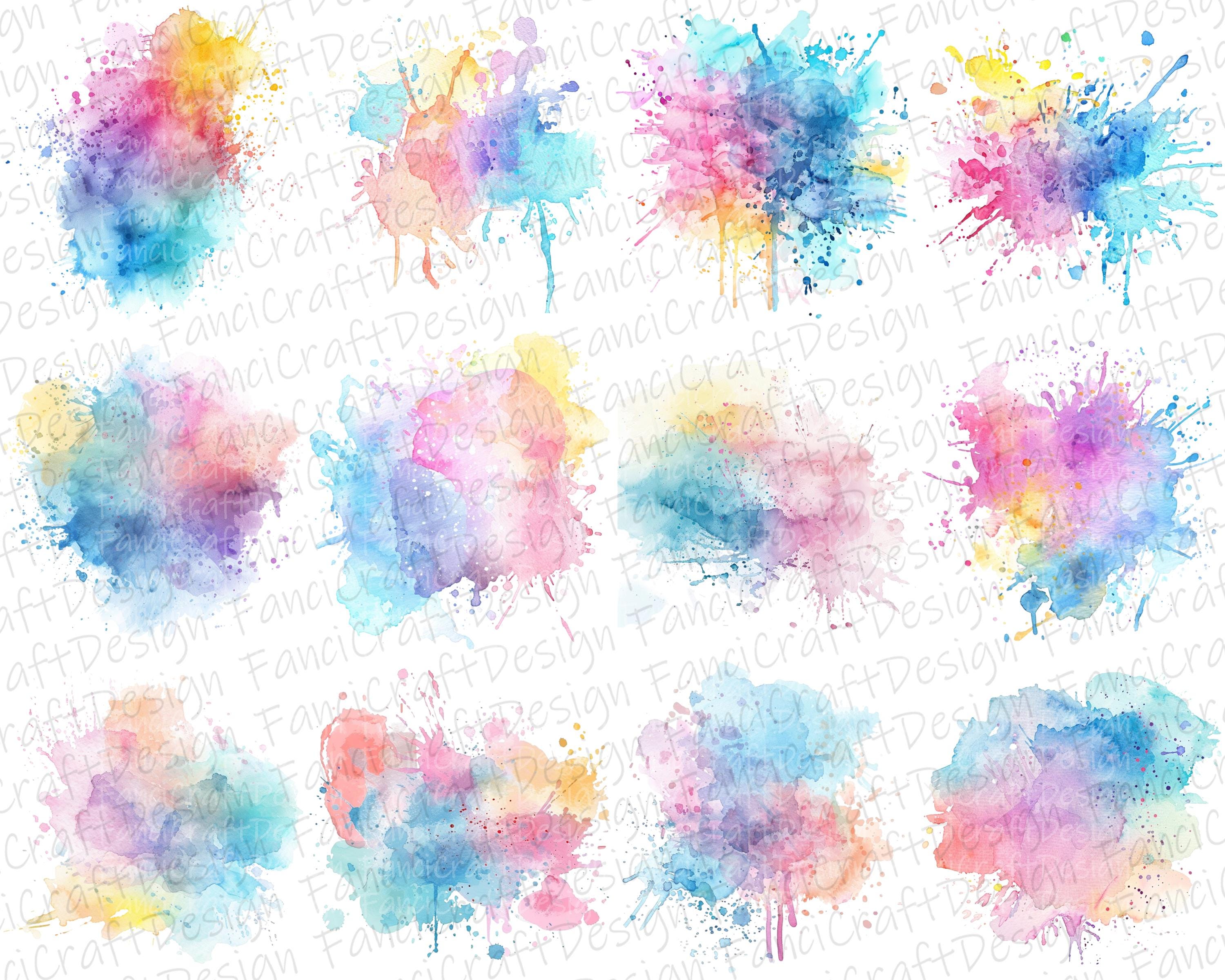 80 Rainbow Paint Splatter Splash Watercolor Clipart Splash Pack PNG ...