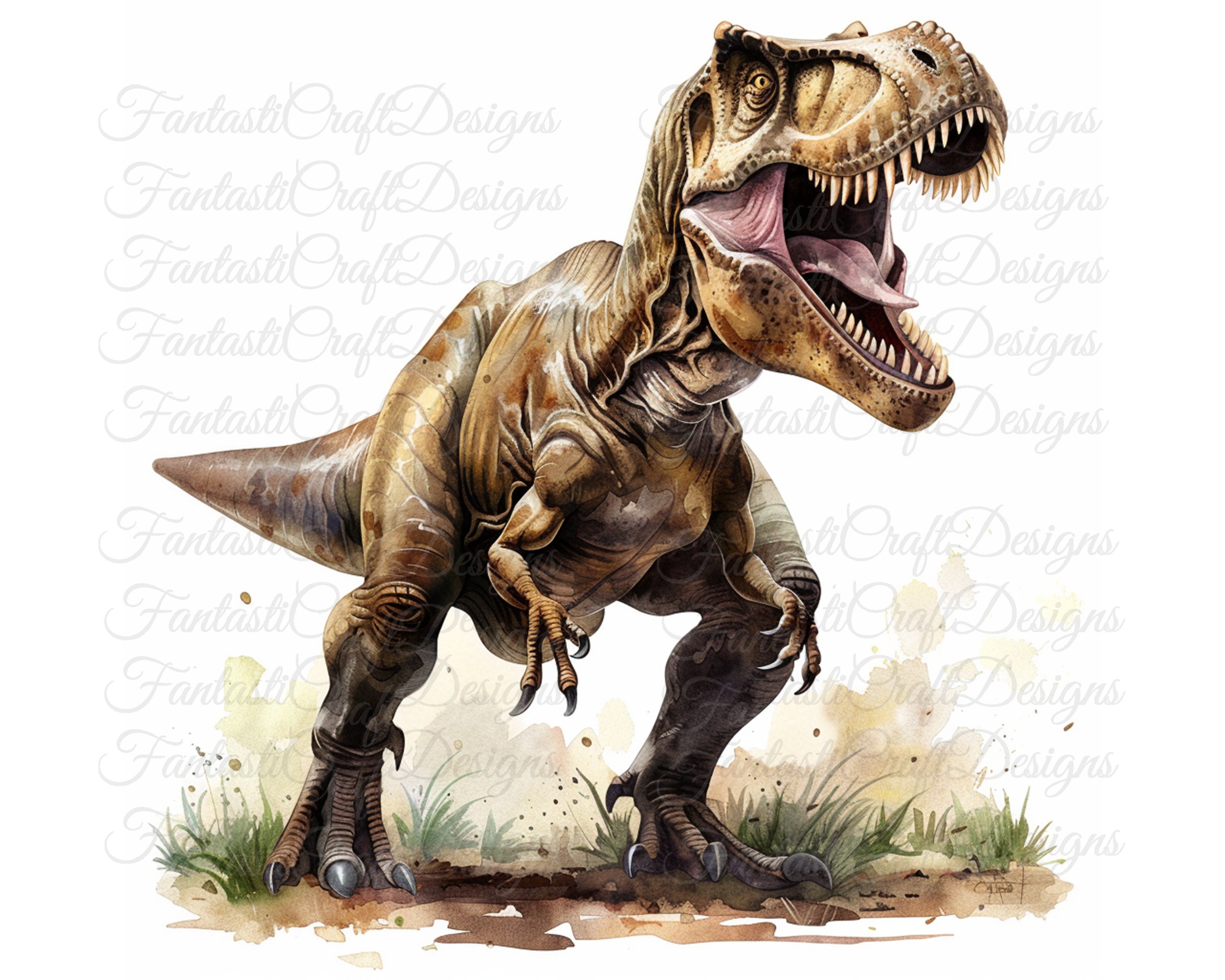 22 T-rex Dinosaur Watercolor Clipart Tyrannosaurus Rex Trex T Rex Pack ...