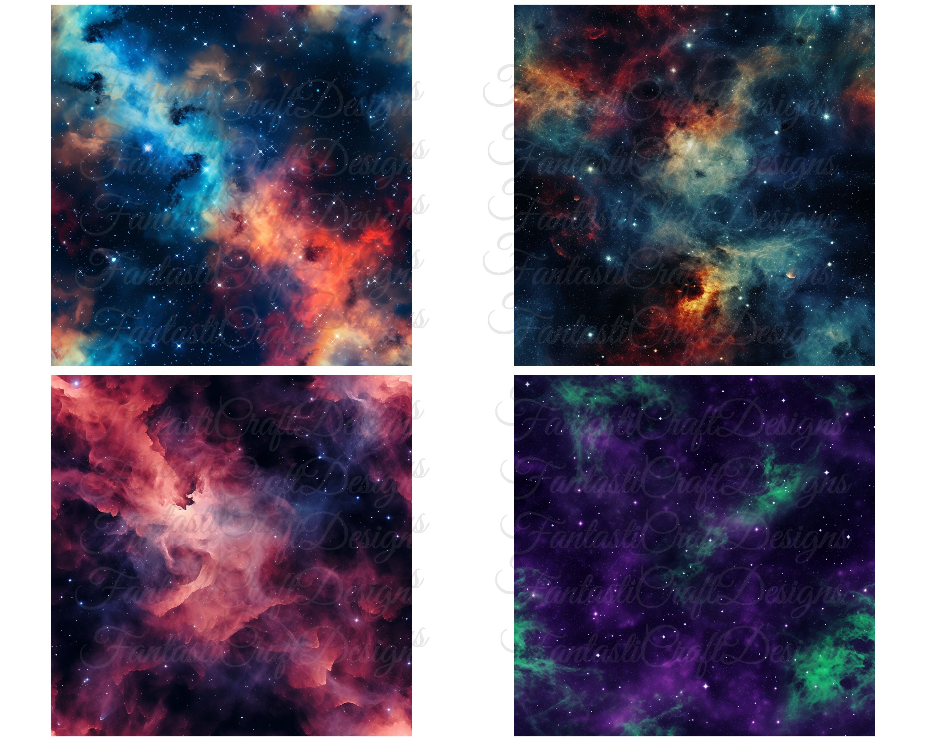 Outer Space Galaxy Nebula Digital Paper 20 Pack Seamless Galaxy ...