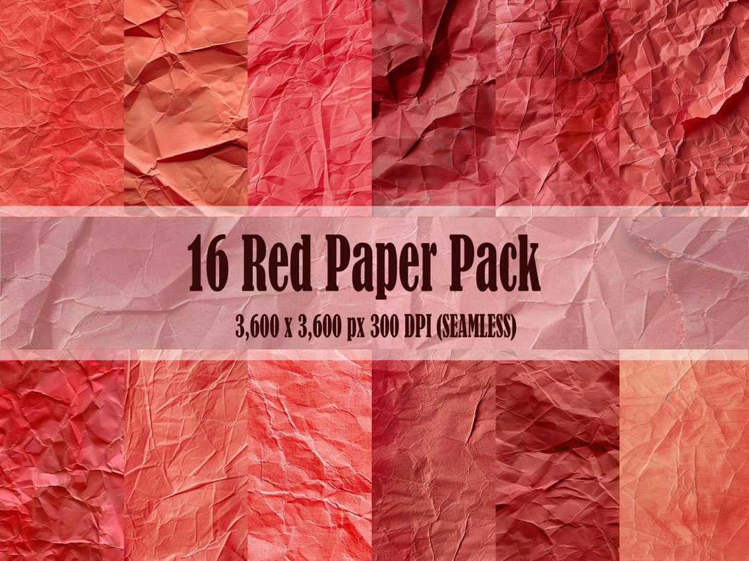 Red Wrinkled Paper Digital Paper Texture 16 Pack Seamless Different ...