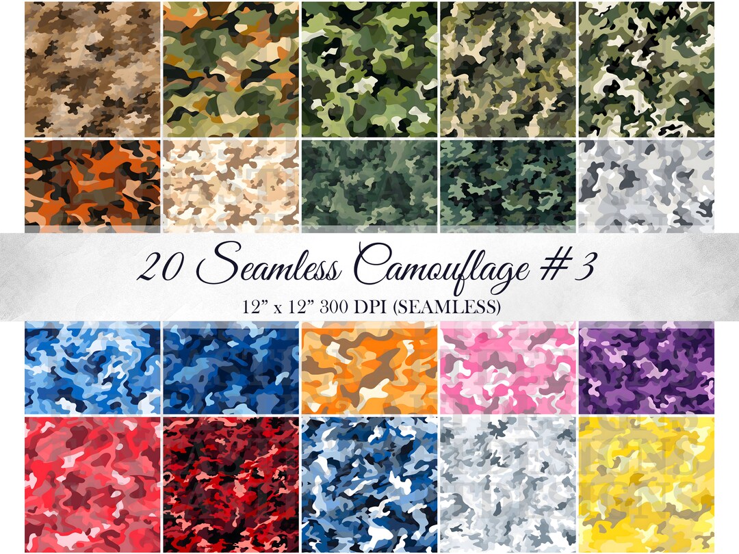 20 Camouflage Digital Paper Military Pack Seamless Different Patterns ...