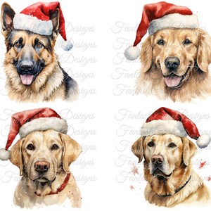 30 Christmas Dog Cute Watercolor Clipart Pack PNG Digital Download 300 ...