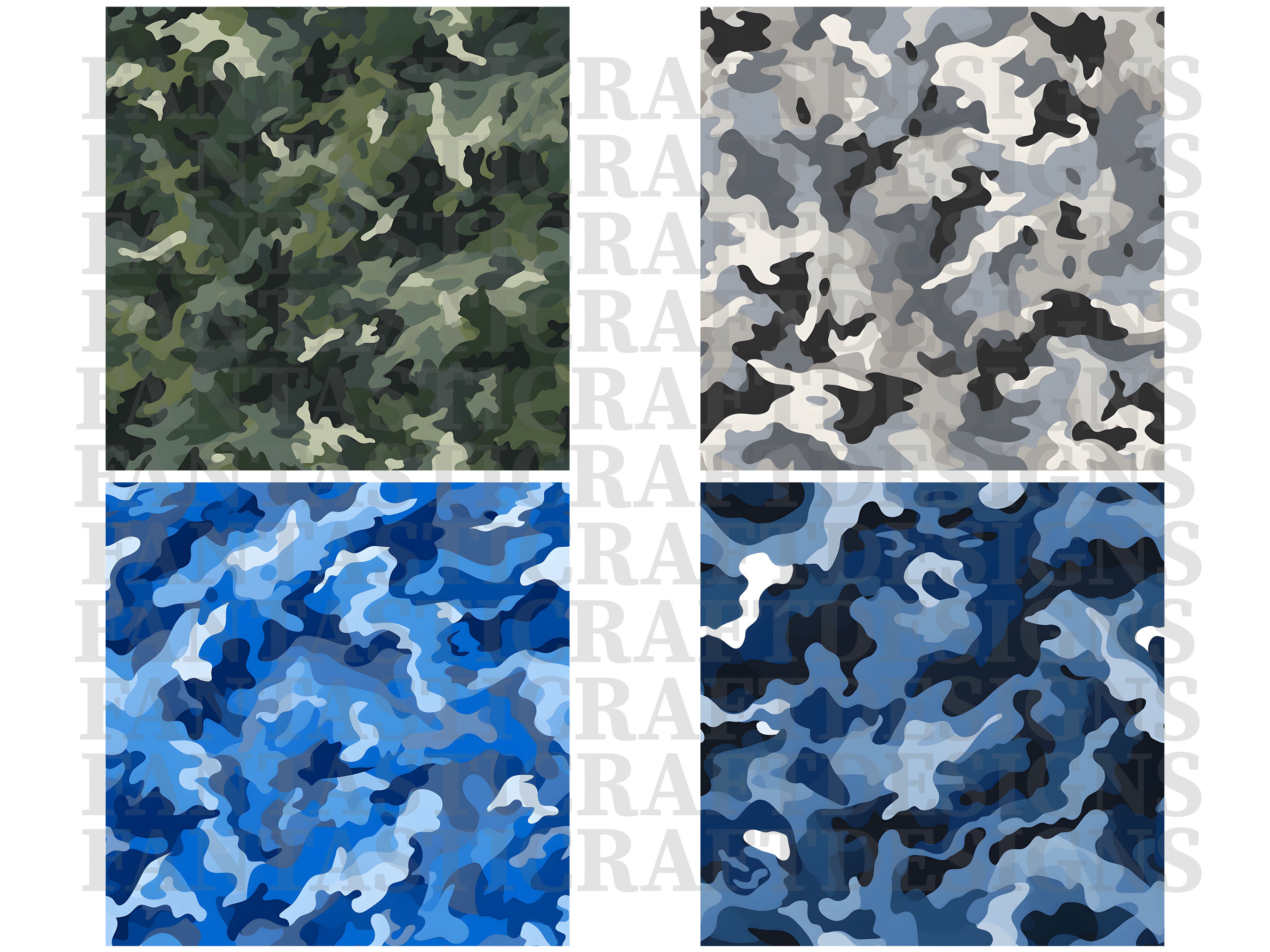 20 Camouflage Digital Paper Military Pack Seamless Different Patterns ...