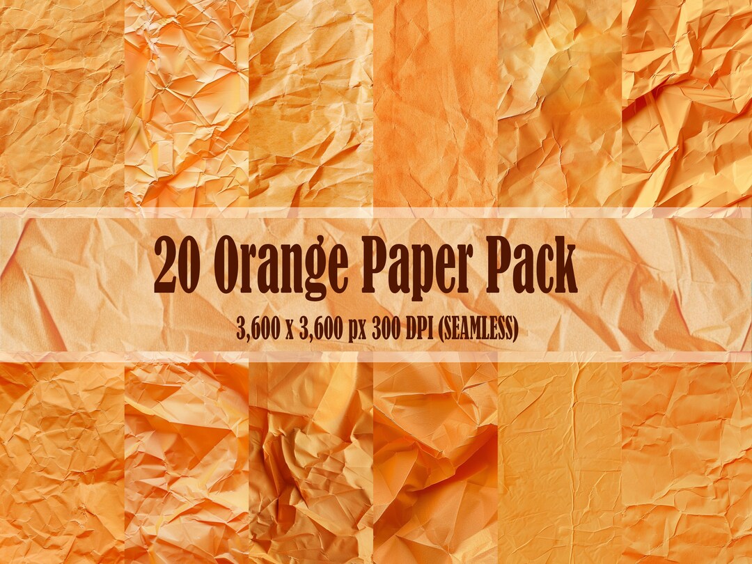 Orange Wrinkled Paper Digital Paper Texture 20 Pack Seamless Different ...