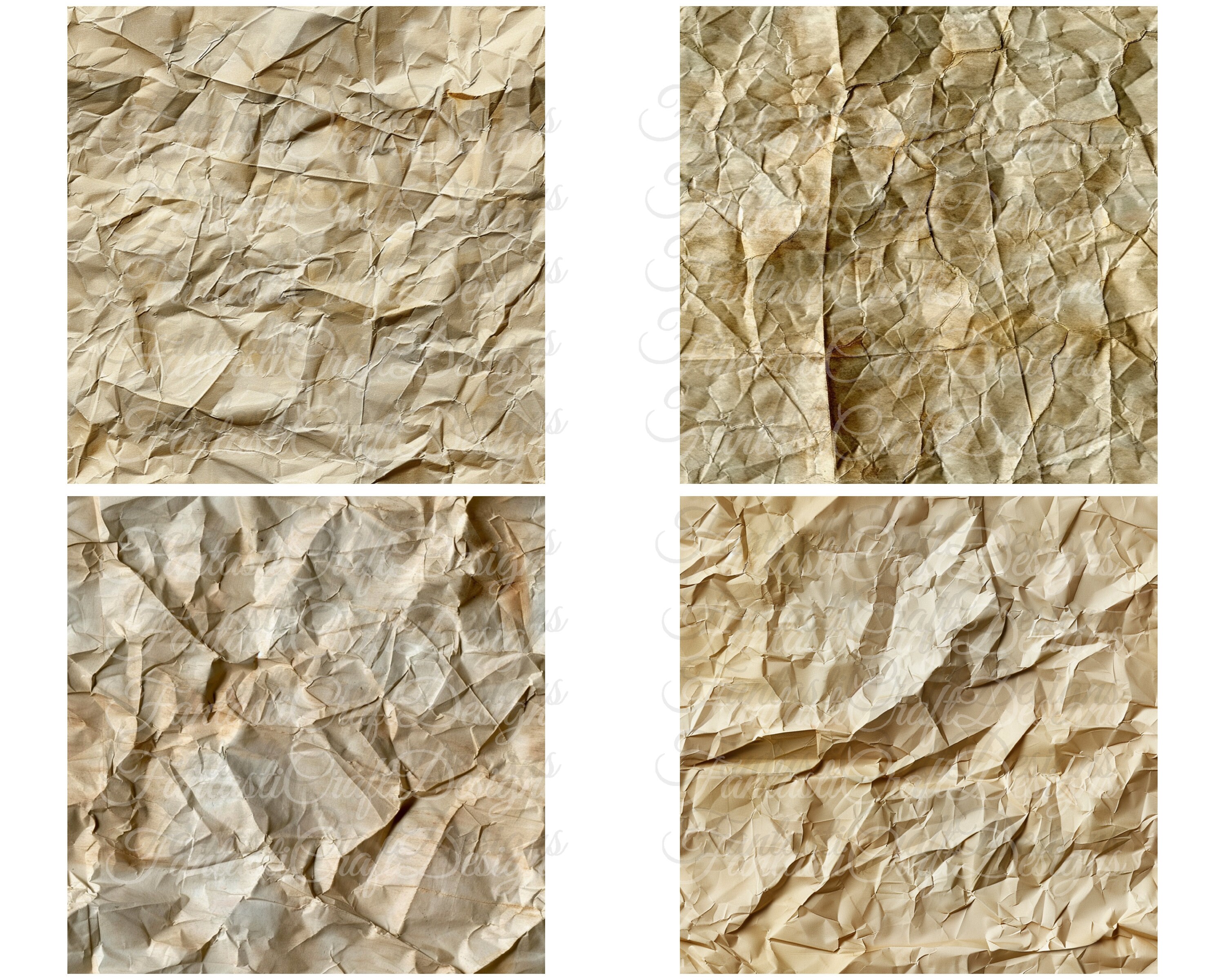 Old Wrinkled Paper Digital Paper Texture 20 Pack Seamless Different ...