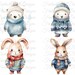28 Cute Winter Animal Watercolor Clipart Pack PNG Digital Download 300 ...