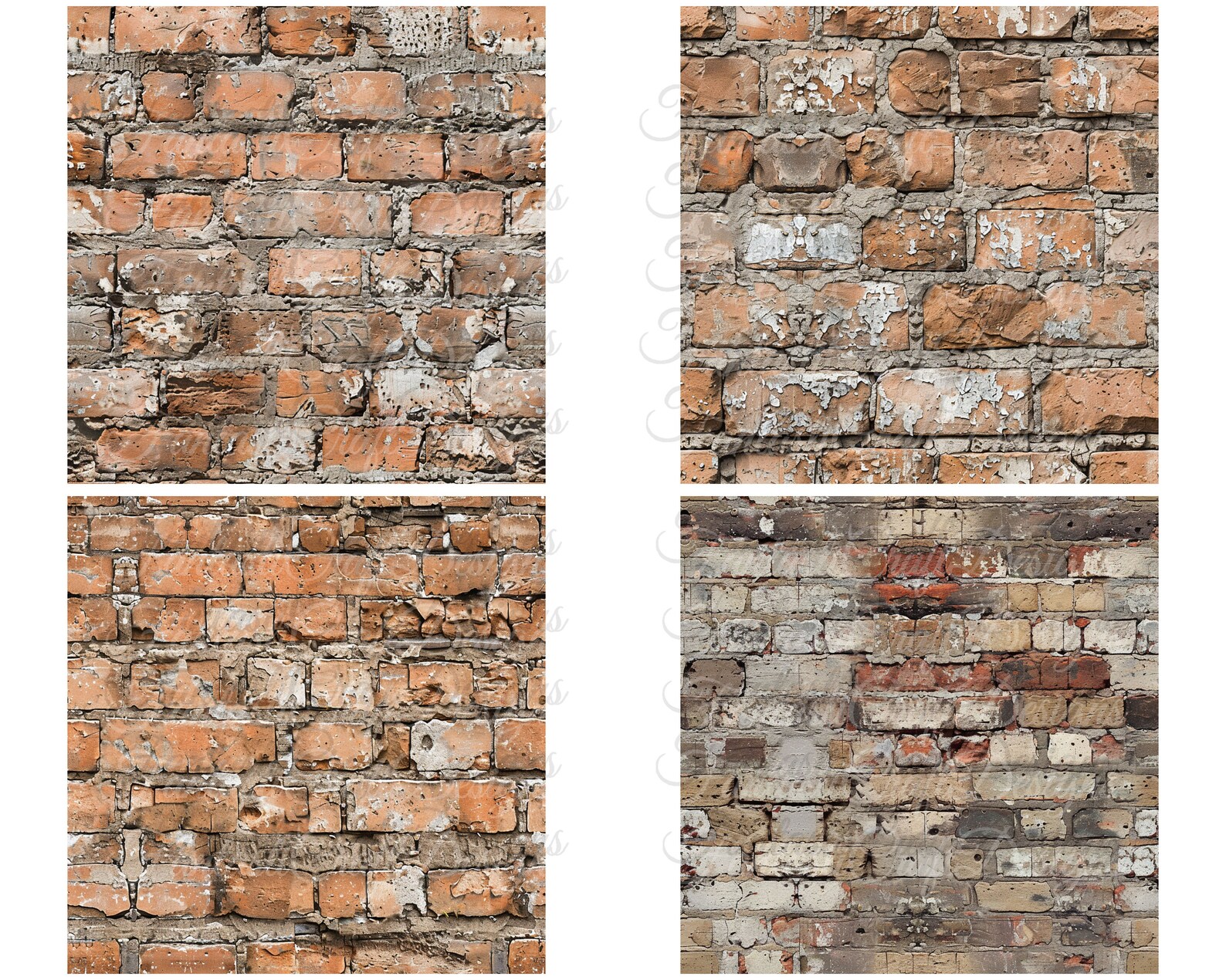 Old Brick Wall Digital Paper Texture 16 Pack Seamless Different ...