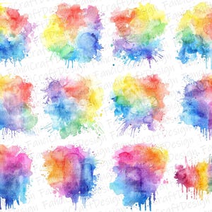 80 Rainbow Paint Splatter Splash Watercolor Clipart Splash Pack PNG ...