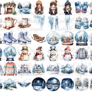 48 Winter Clipart Pack Christmas Snow Clipart PNG Digital Download 300 ...