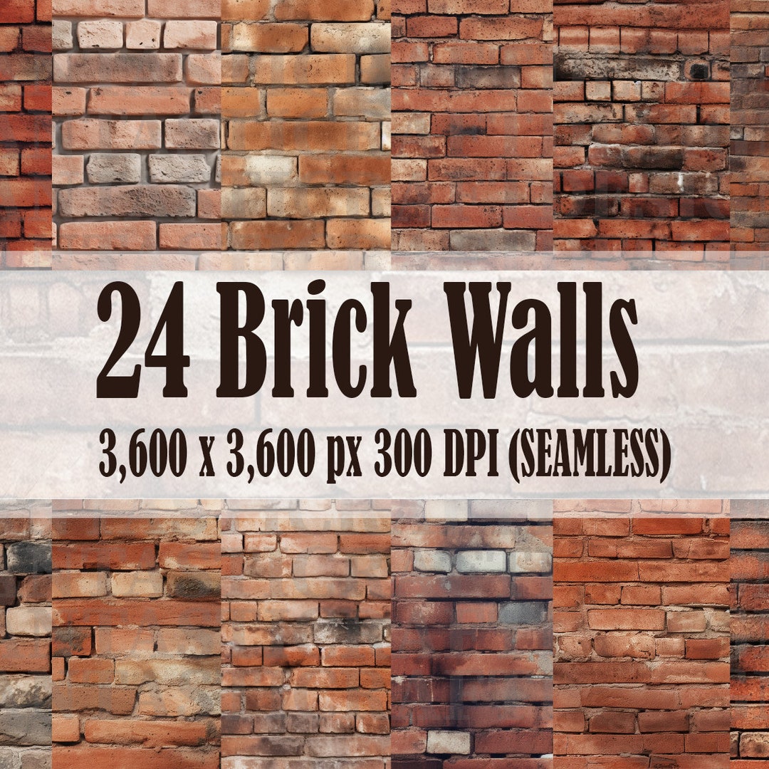 24 Brick Wall Digital Paper Texture Pack Seamless Different Patterns ...