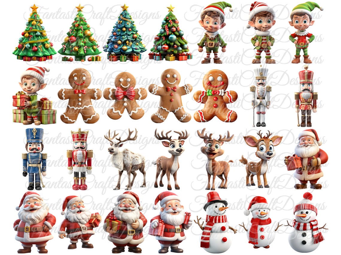 28 3D Christmas Clipart Pack Winter PNG Digital Download 300 DPI ...