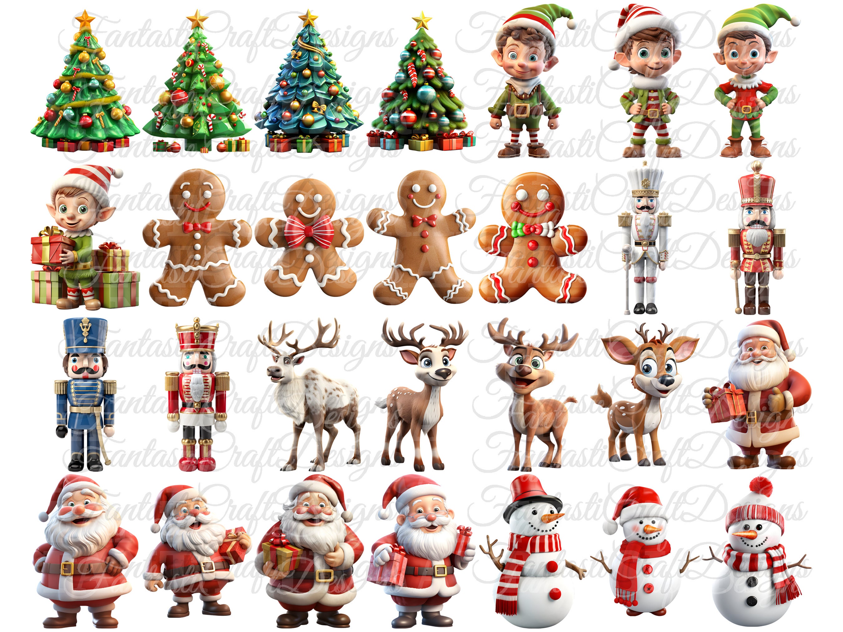 28 3D Christmas Clipart Pack Winter PNG Digital Download 300 DPI ...