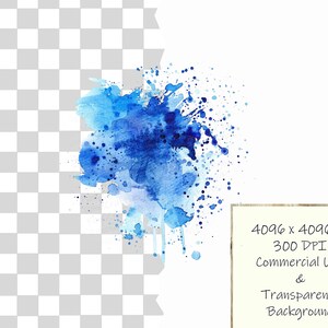 100 Blue Paint Splatter Splash Watercolor Clipart Blue Splash Pack PNG ...