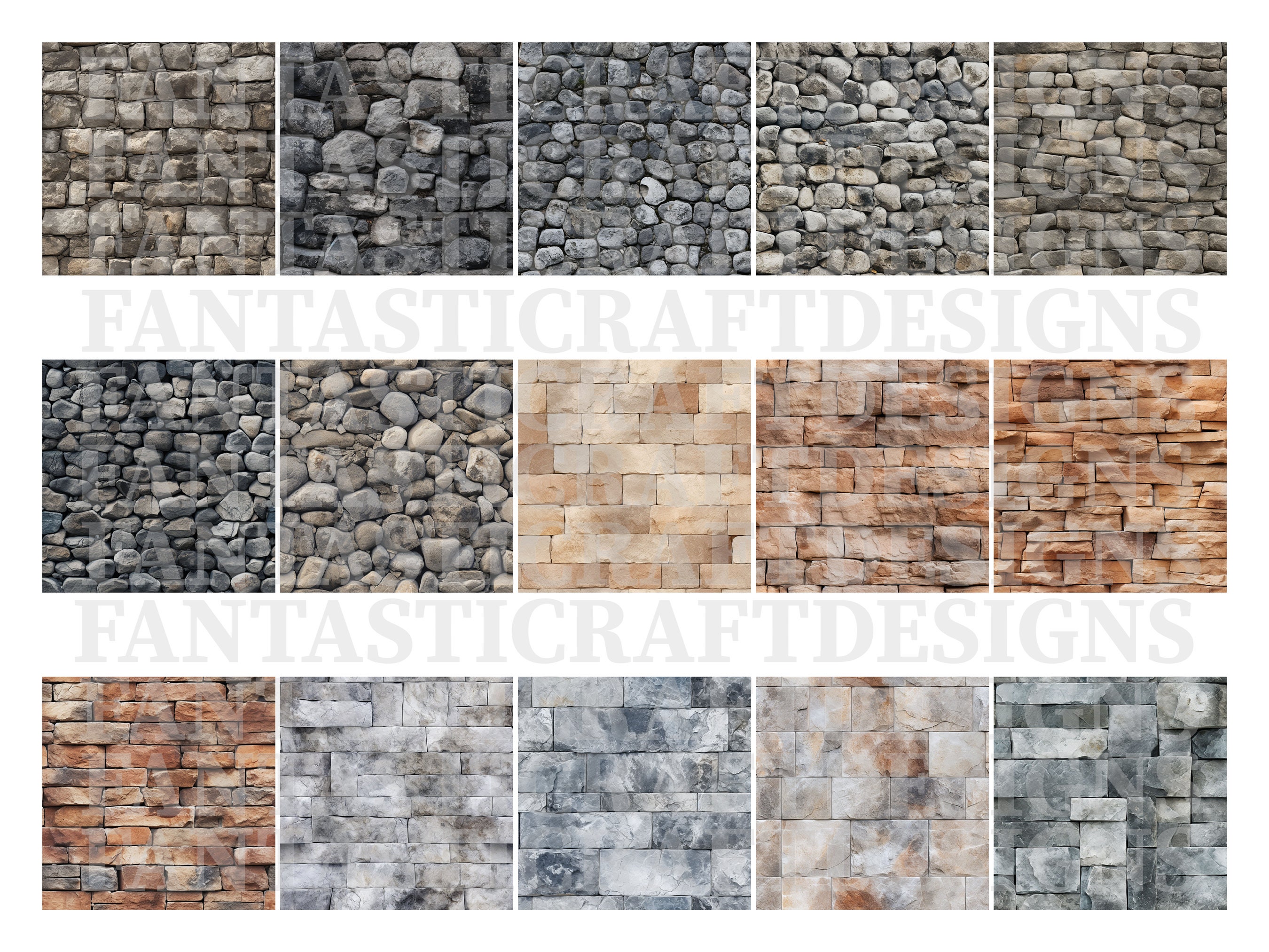 60 Stone Wall Digital Paper Pack Seamless Patterns Backgrounds ...