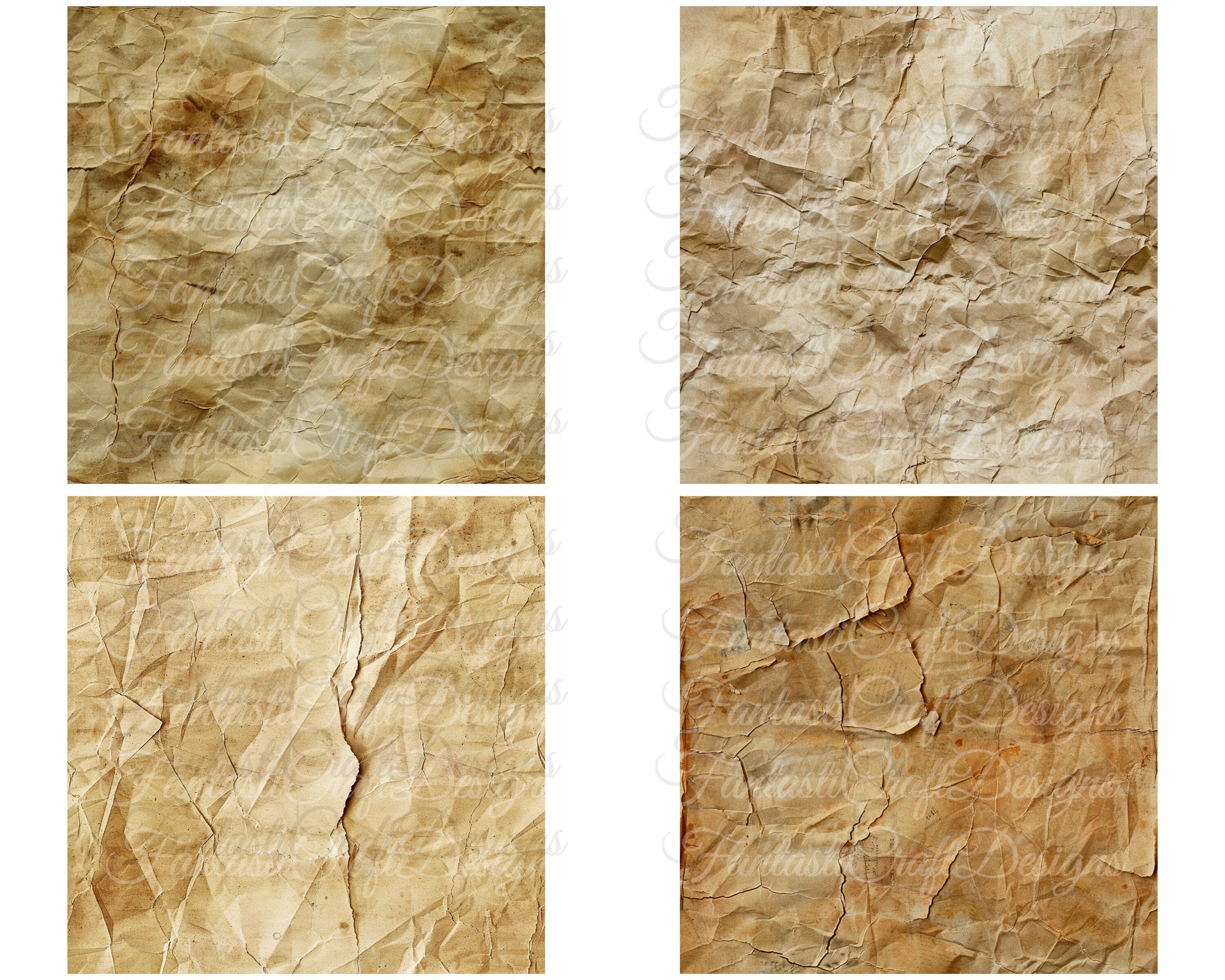 Old Wrinkled Paper Digital Paper Texture 20 Pack Seamless Different ...