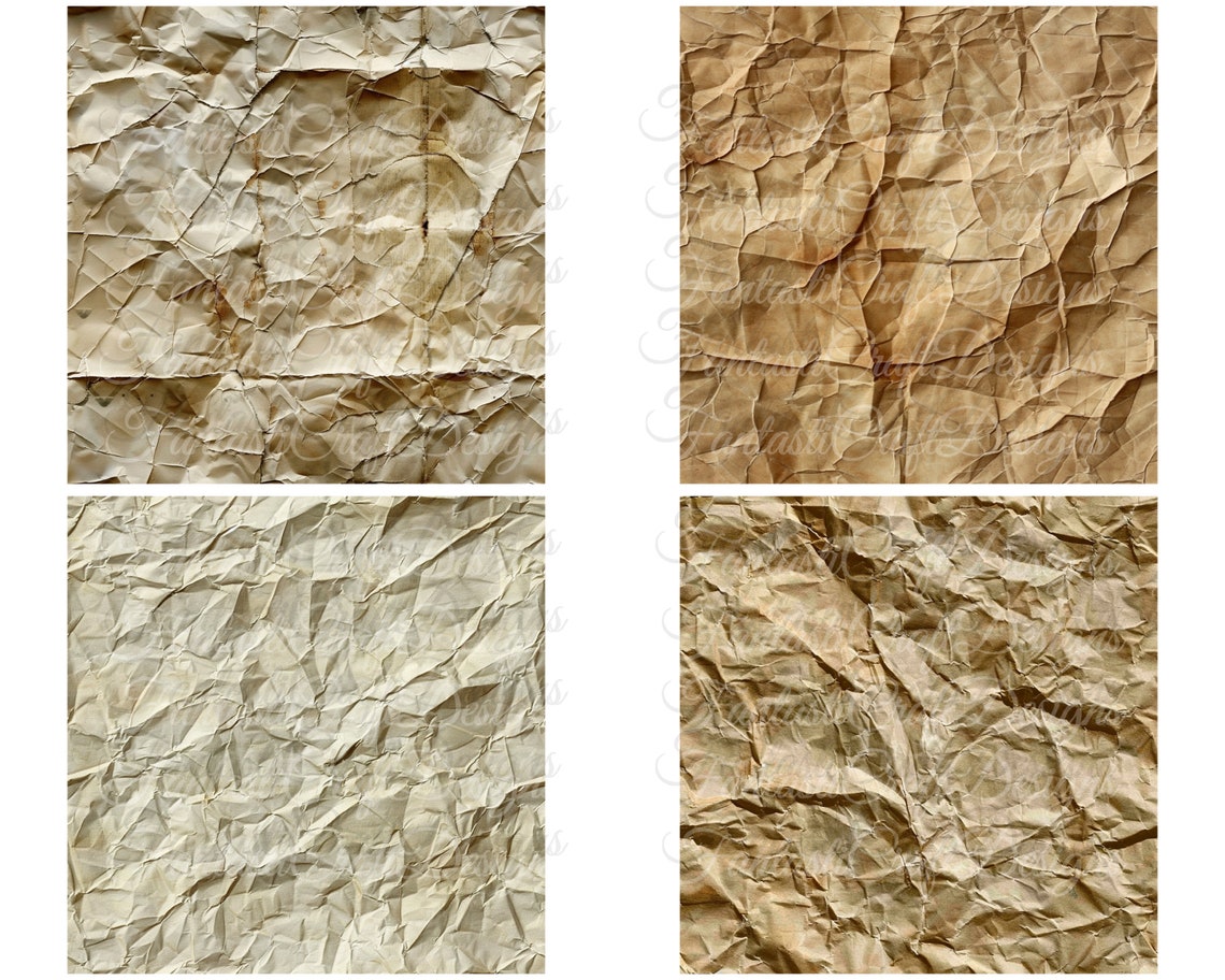 Old Wrinkled Paper Digital Paper Texture 20 Pack Seamless Different ...