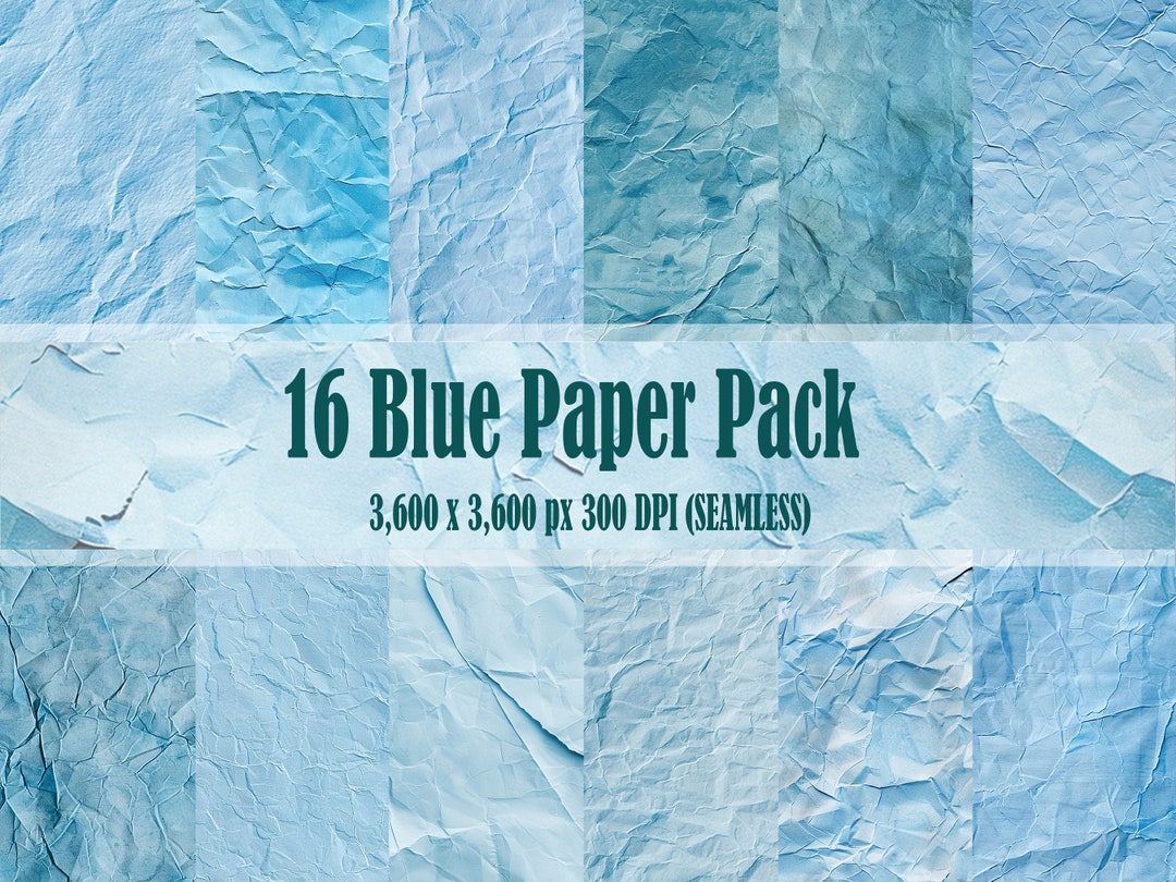 Blue Wrinkled Paper Digital Paper Texture 16 Pack Seamless Different ...