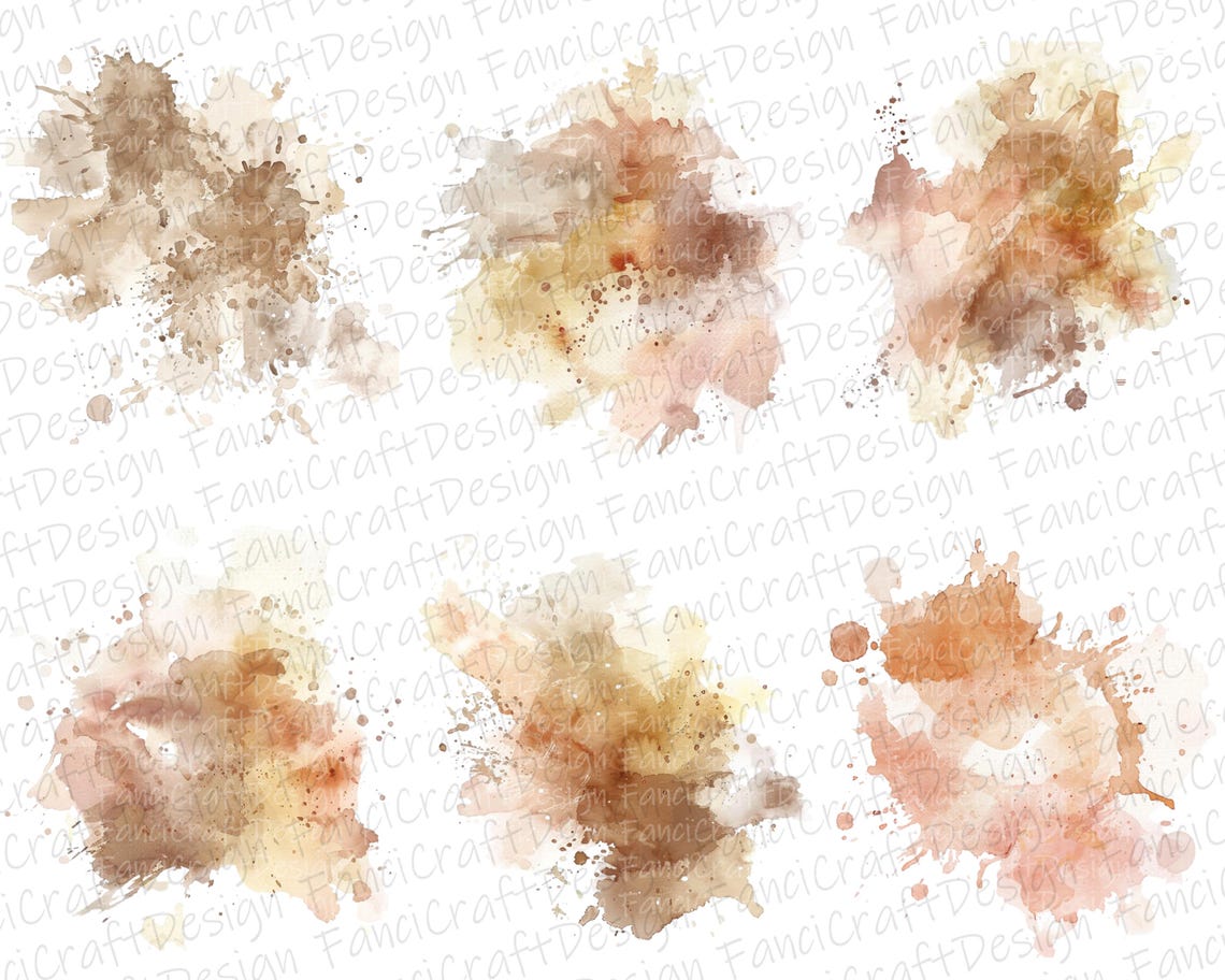 Neutral Splatter Paint Splash Watercolor Clipart Splotch 40 Pack PNG ...