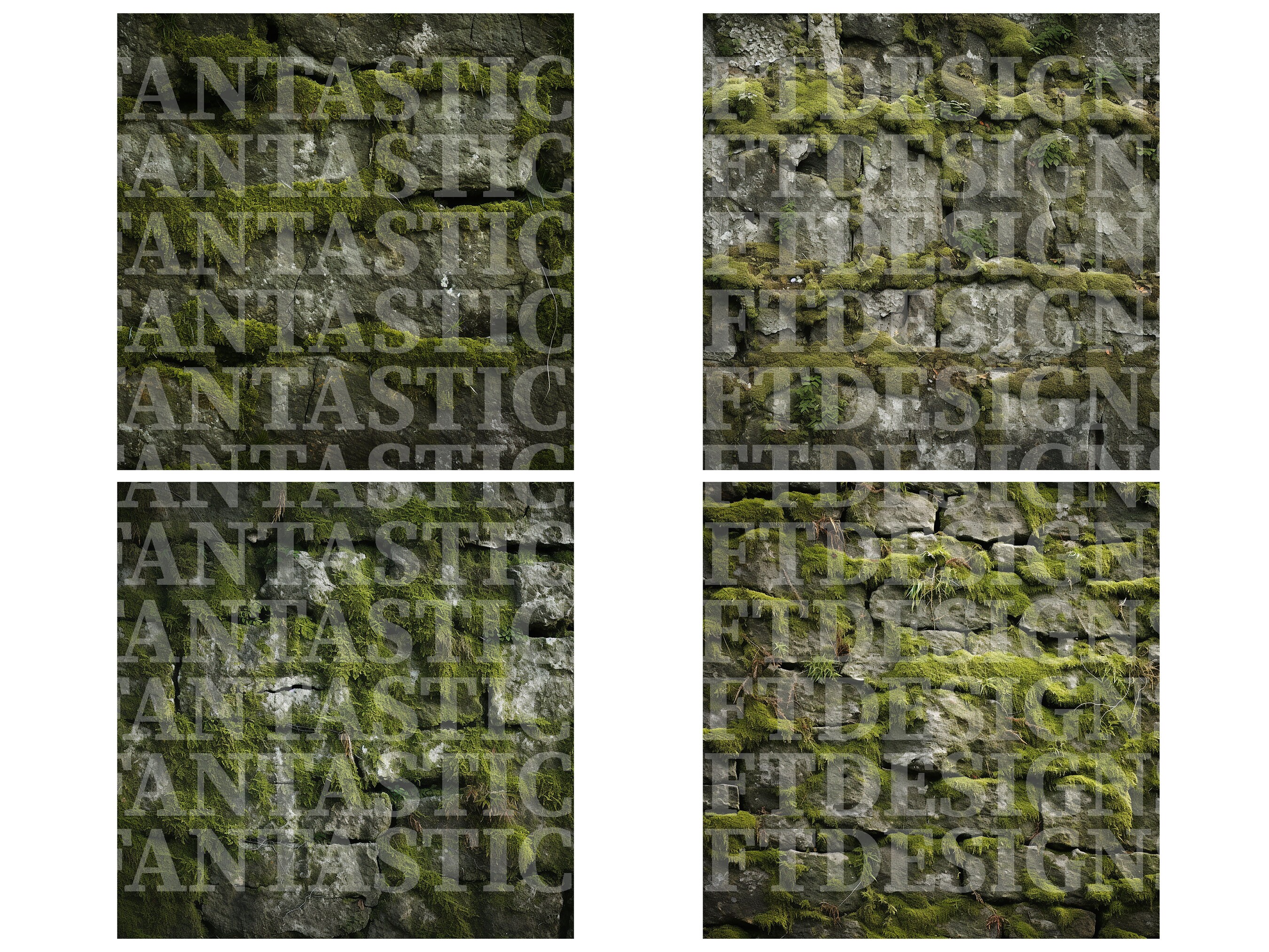 25 Mossy Stone Wall Digital Paper Pack Overgrown Rustic Ancient ...