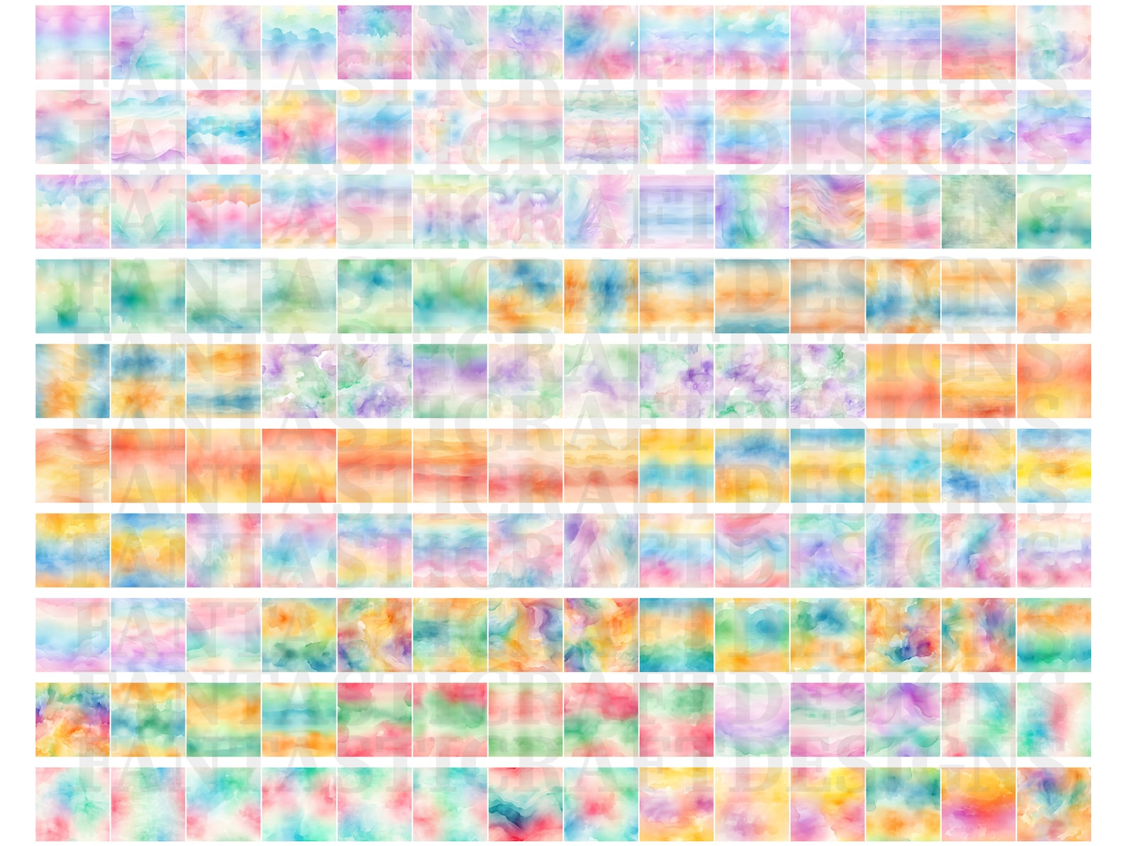 140 Pastel Watercolor Digital Paper Gradients Ombre Pack Seamless Soft ...