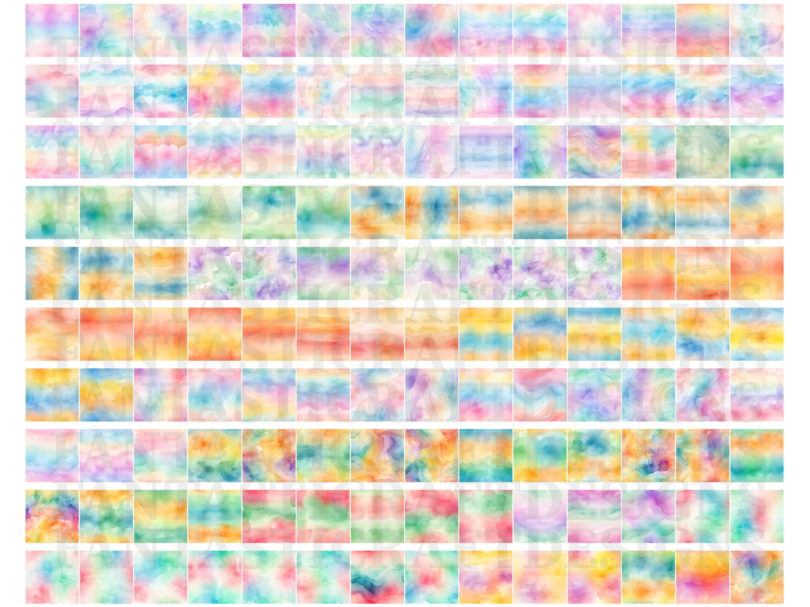 140 Pastel Watercolor Digital Paper Gradients Ombre Pack Seamless Soft ...