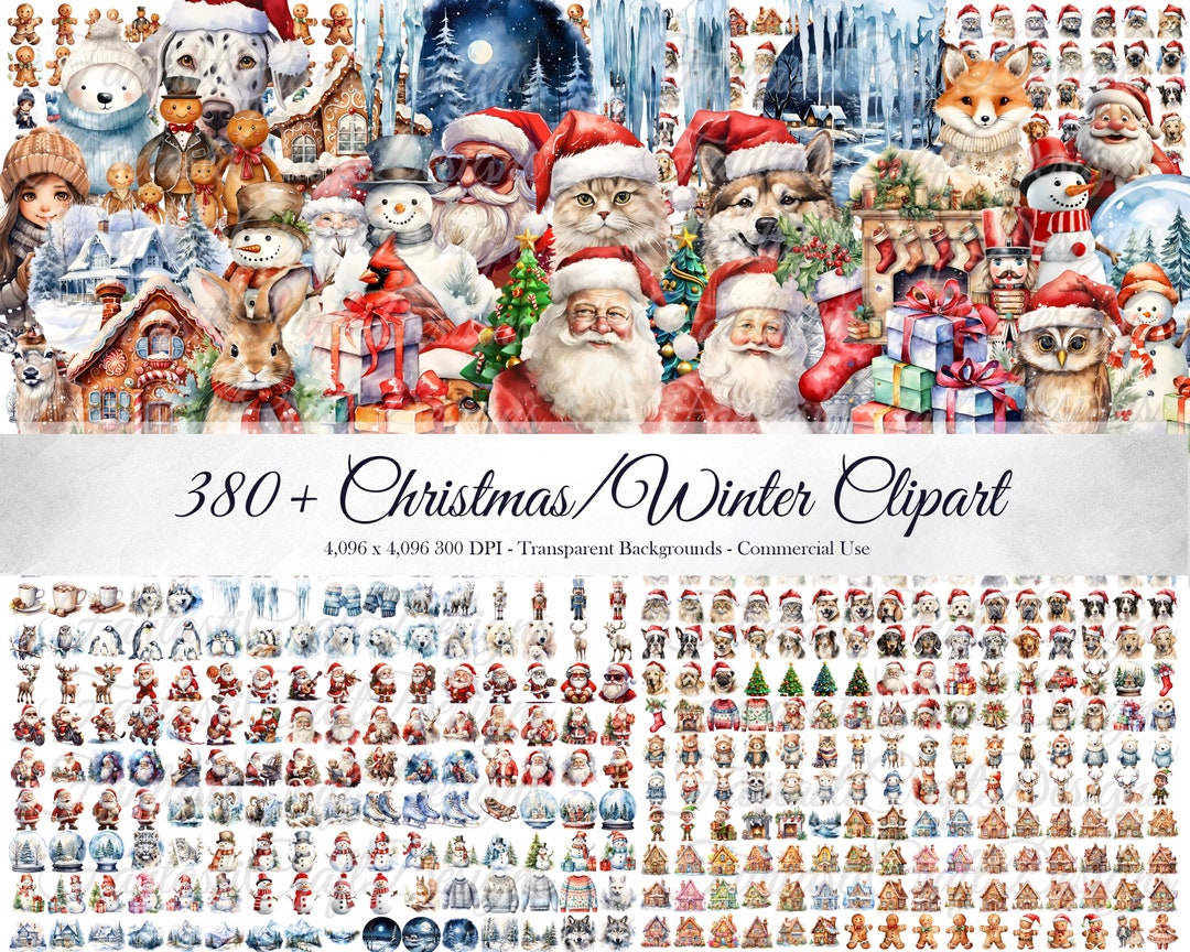 380+ Christmas & Winter Clipart Bundle PNG Digital Download 300 DPI ...