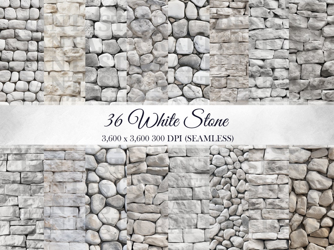 36 White Stone Wall Digital Paper Texture Pack Seamless Different ...