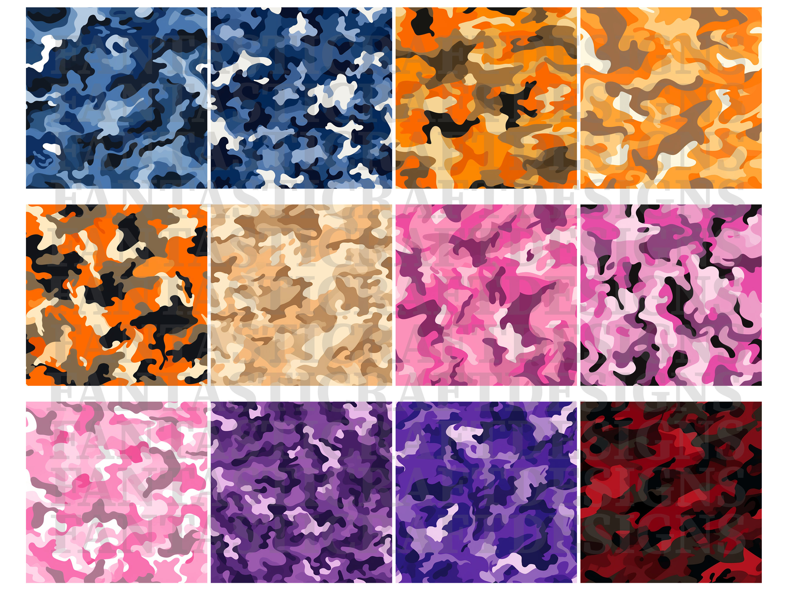 60 Camouflage Digital Paper Military Pack Seamless Different Patterns ...
