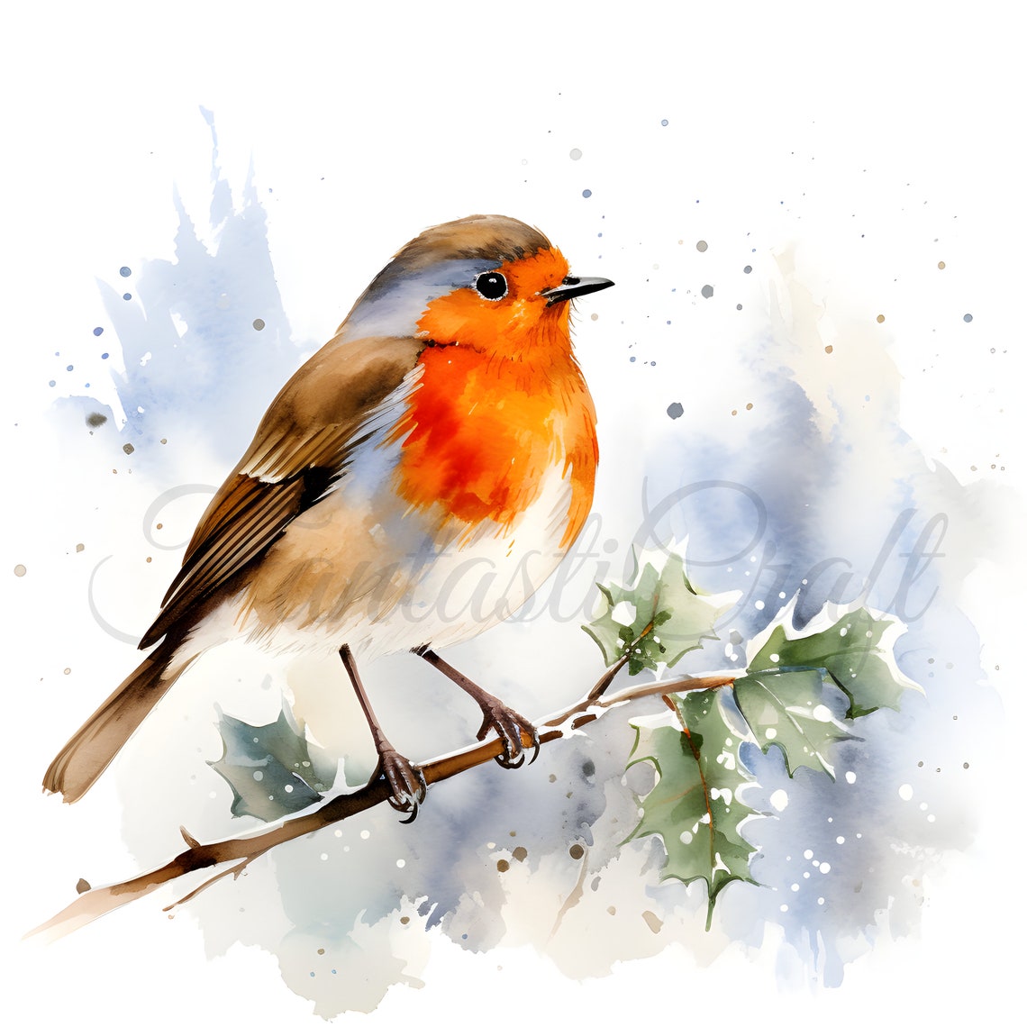 12 Christmas Robin Clipart Pack Christmas Bird JPG Digital Download 300 ...