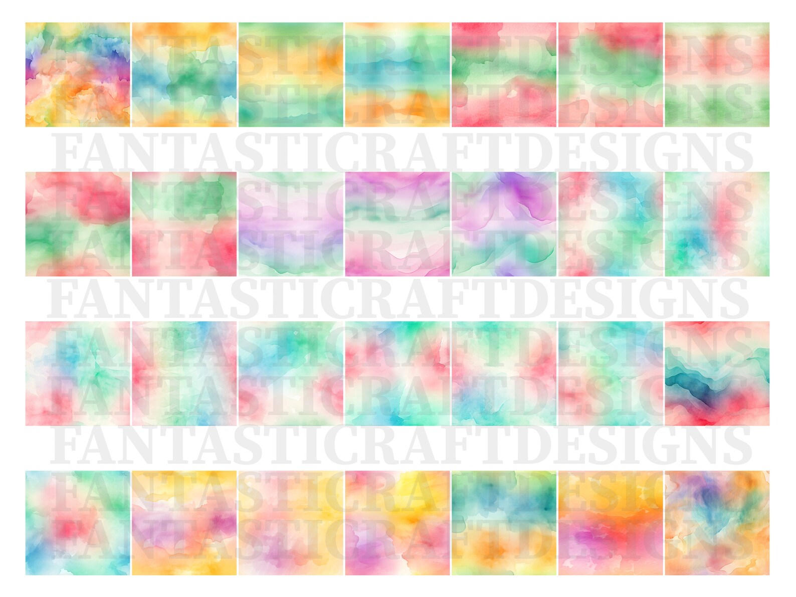 140 Pastel Watercolor Digital Paper Gradients Ombre Pack Seamless Soft ...